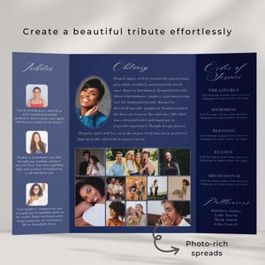 Heavenly Gate Fold Funeral Program Template Editable Canva Template ...