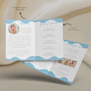 Blue Clouds Funeral Program Canva Template for Baby Boy Editable Child ...