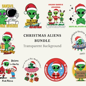 Funny Christmas PNG Quirky Alien PNG Bundle Festive Holiday Designs ...
