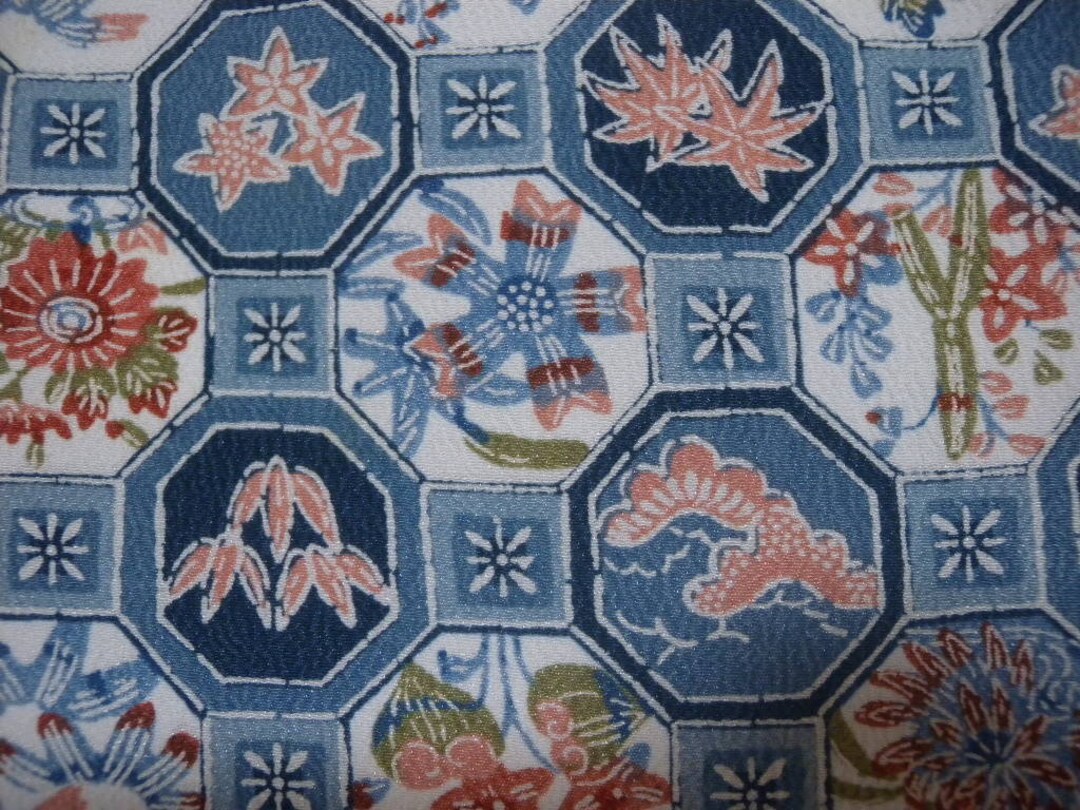 Vintage Kimono LS 1309, Blue, Multi Colored, Komon - Etsy