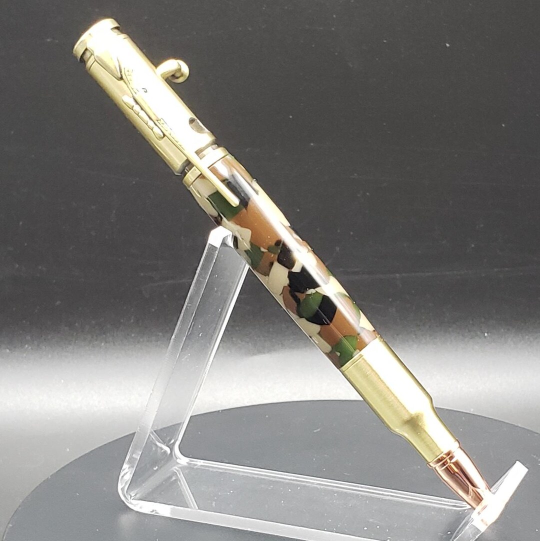 30 Caliber Bolt Action Pen in Antique Brass With Woodland Digital Camo ...