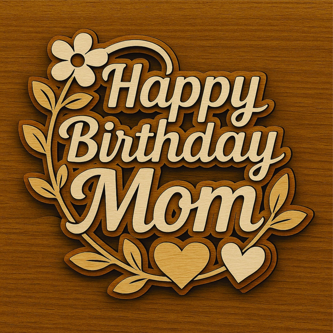 Layered Plywood "happy Birthday Mom" Sign – Laser Cut Gift for Mother's ...