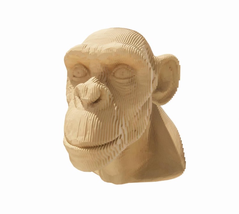 Parametric Monkey Head – 3mm Plywood Laser Cut Sculpture | DIY Layered ...