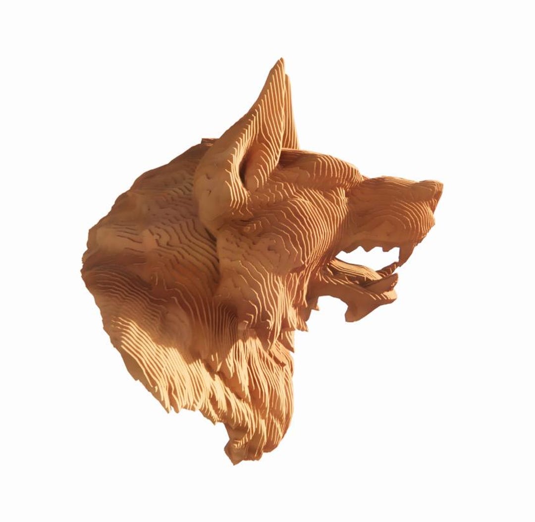 Layered CNC Wolf Head Sculpture – 90cm Height | 6mm Plywood | Laser Cut ...