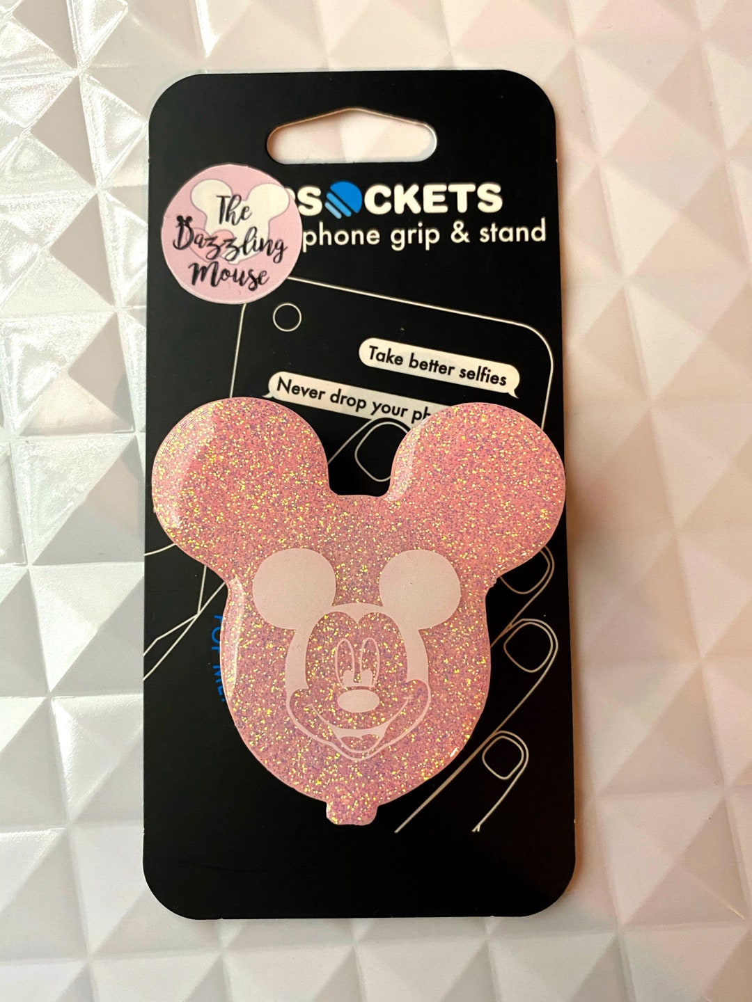Pink Glitter Mickey Mouse Phone Grip: Balloon Pop Socket - Etsy