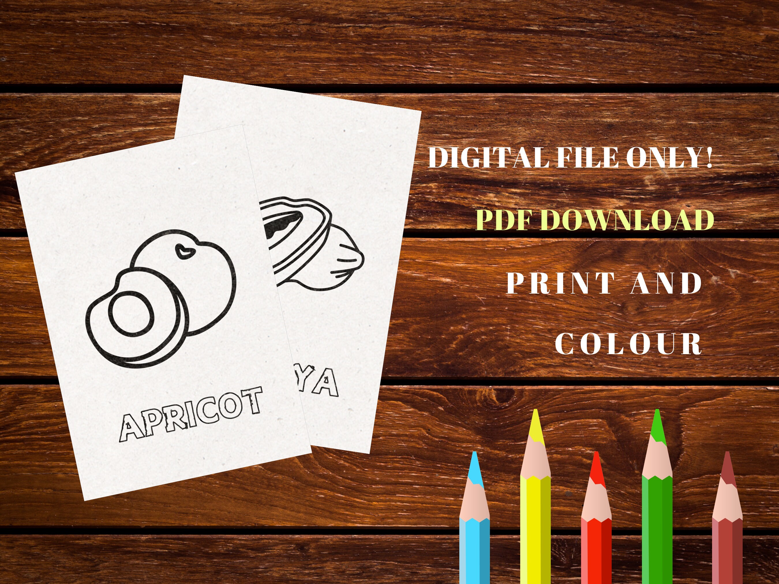 Fruit Coloring Pages for Kids Digital Download Fun and Educational ...