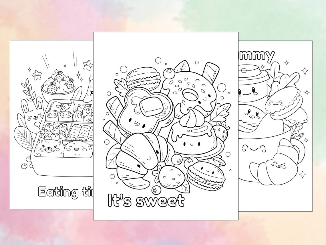 10 Printable Food Coloring Pages for Kids Digital Download Fun and ...