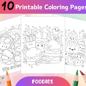 10 Printable Food Coloring Pages for Kids Digital Download Fun and ...