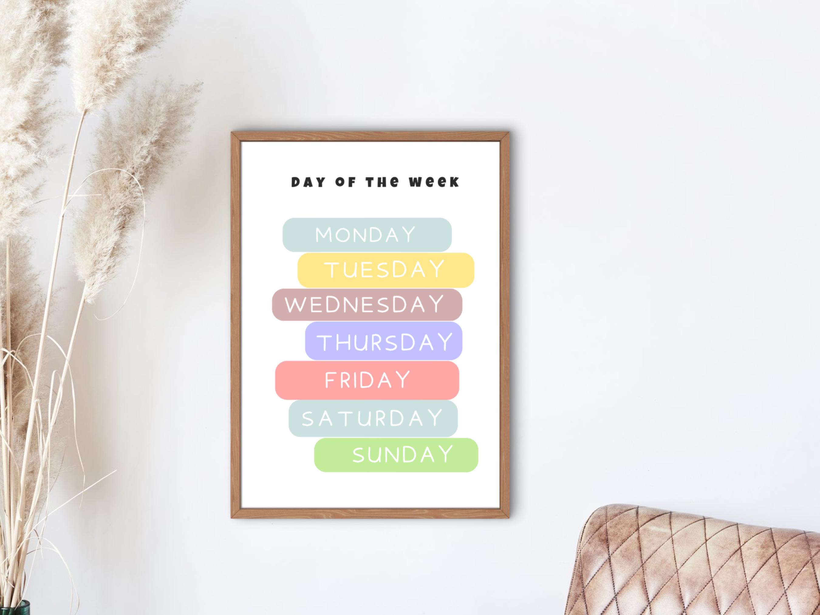Colorful Days of the Week Poster Digital Art for Preschool & Classroom ...