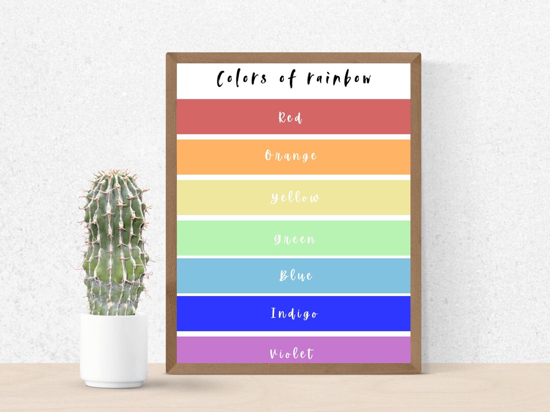 Printable Rainbow Colors Wall Art Educational Digital Download Nursery ...