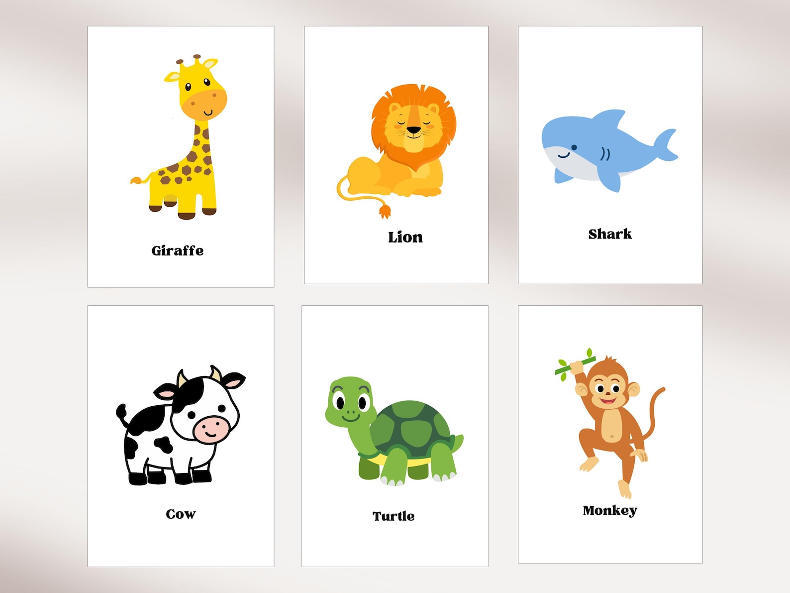 Cute Animal-themed Flash Cards for Kids Educational Digital Cards With ...