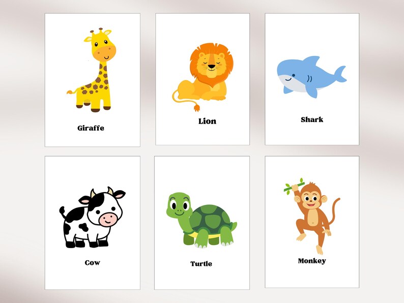 Cute Animal-themed Flash Cards for Kids Educational Digital Cards With ...