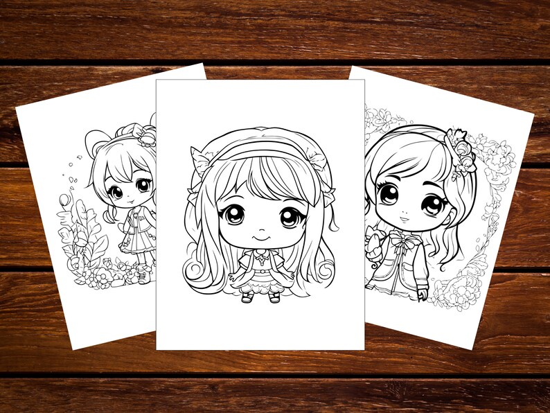 Cute Girls Coloring Pages for Kids Digital Download Fun and Educational ...