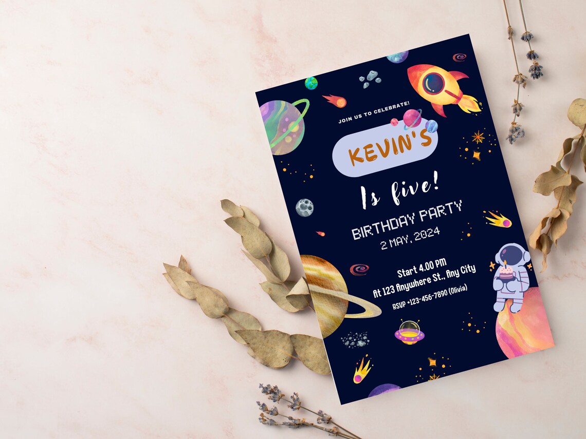 EDITABLE Space Lover Adventure Birthday Invitation Template Canva ...