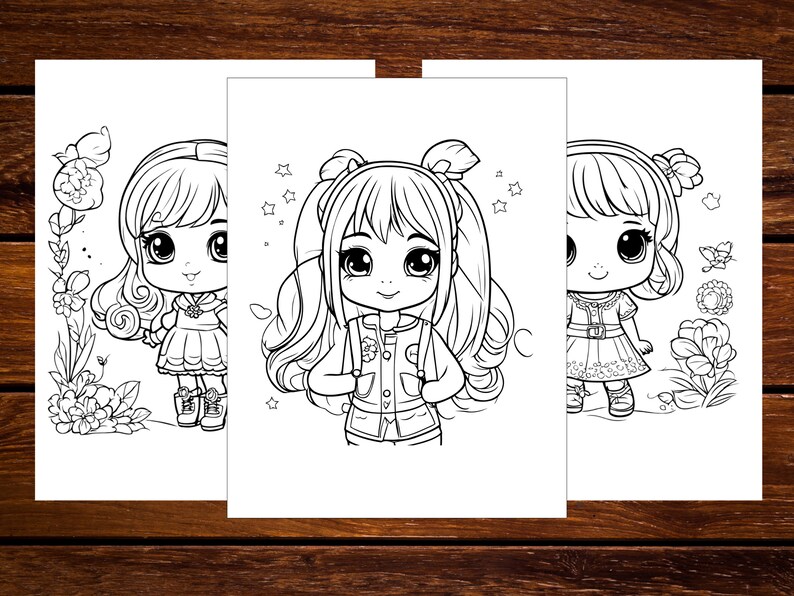 Cute Girls Coloring Pages for Kids Digital Download Fun and Educational ...