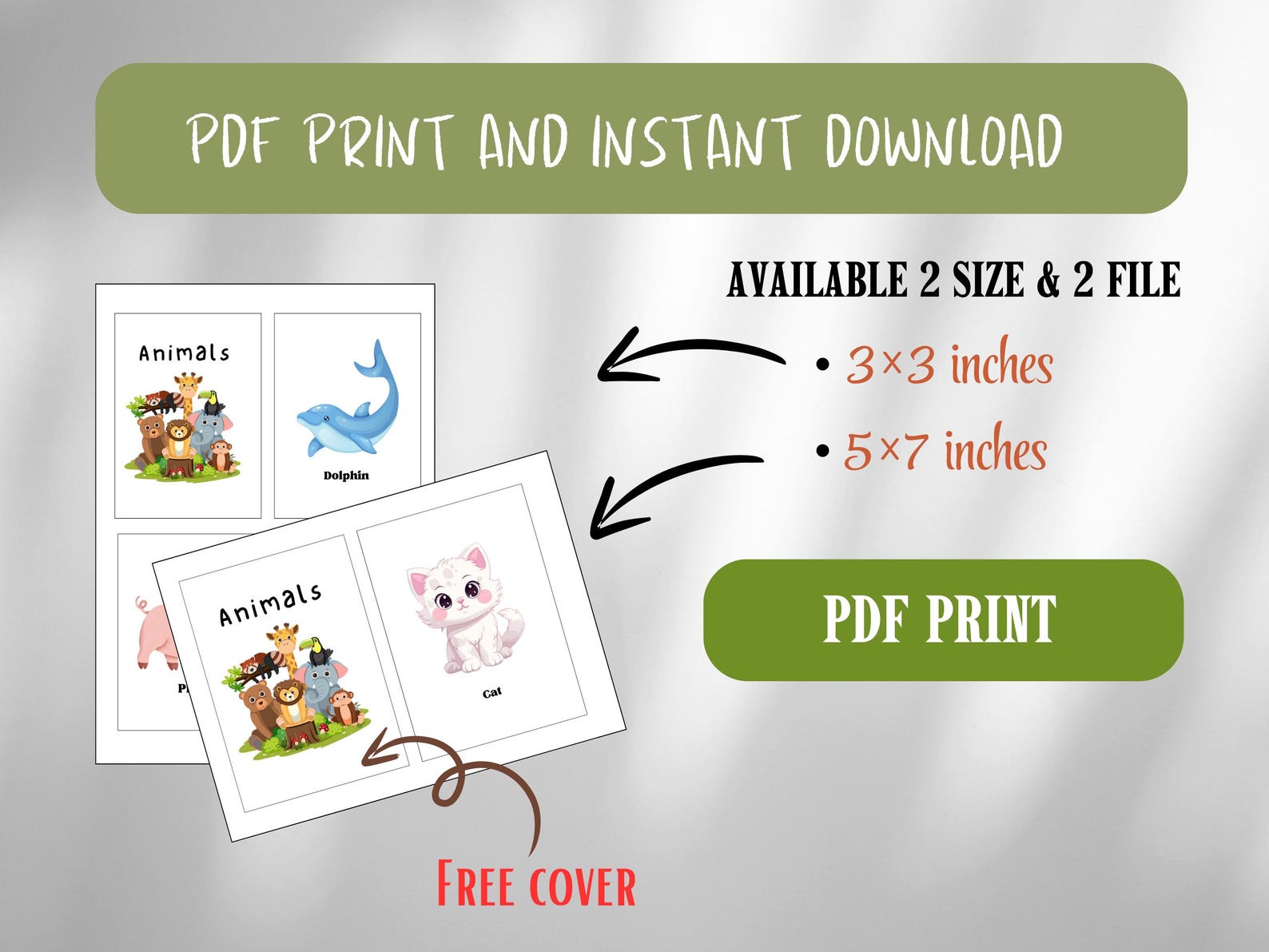 Cute Animal-themed Flash Cards for Kids Educational Digital Cards With ...