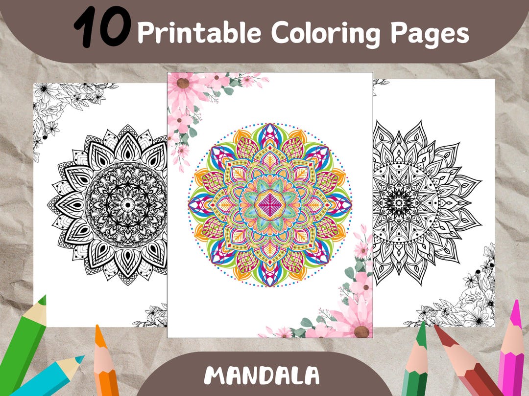 Mandala Coloring Pages Digital Download for Stress Relief Relaxation ...