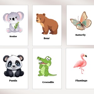 Cute Animal-themed Flash Cards for Kids Educational Digital Cards With ...