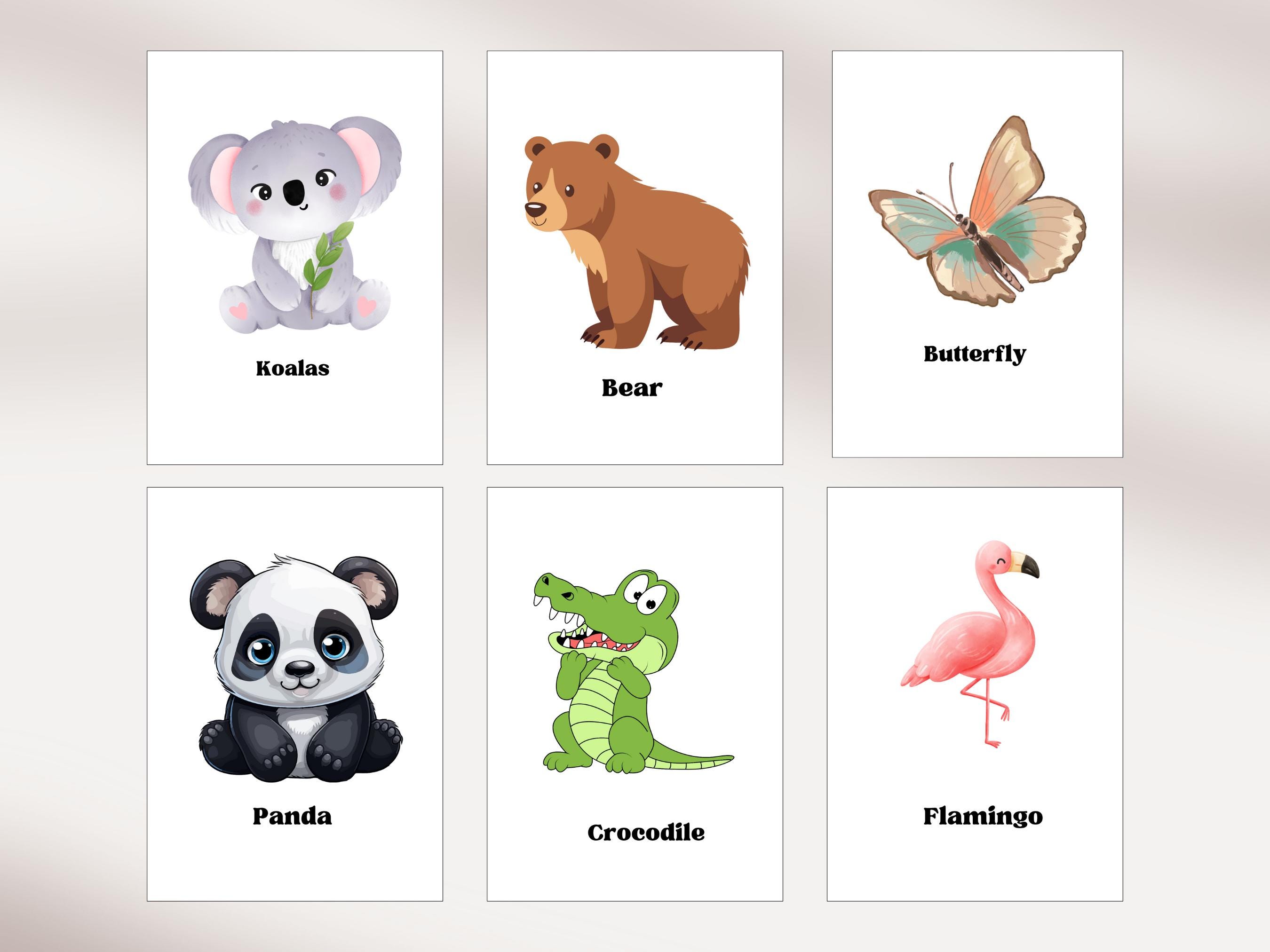 Cute Animal-themed Flash Cards for Kids Educational Digital Cards With ...