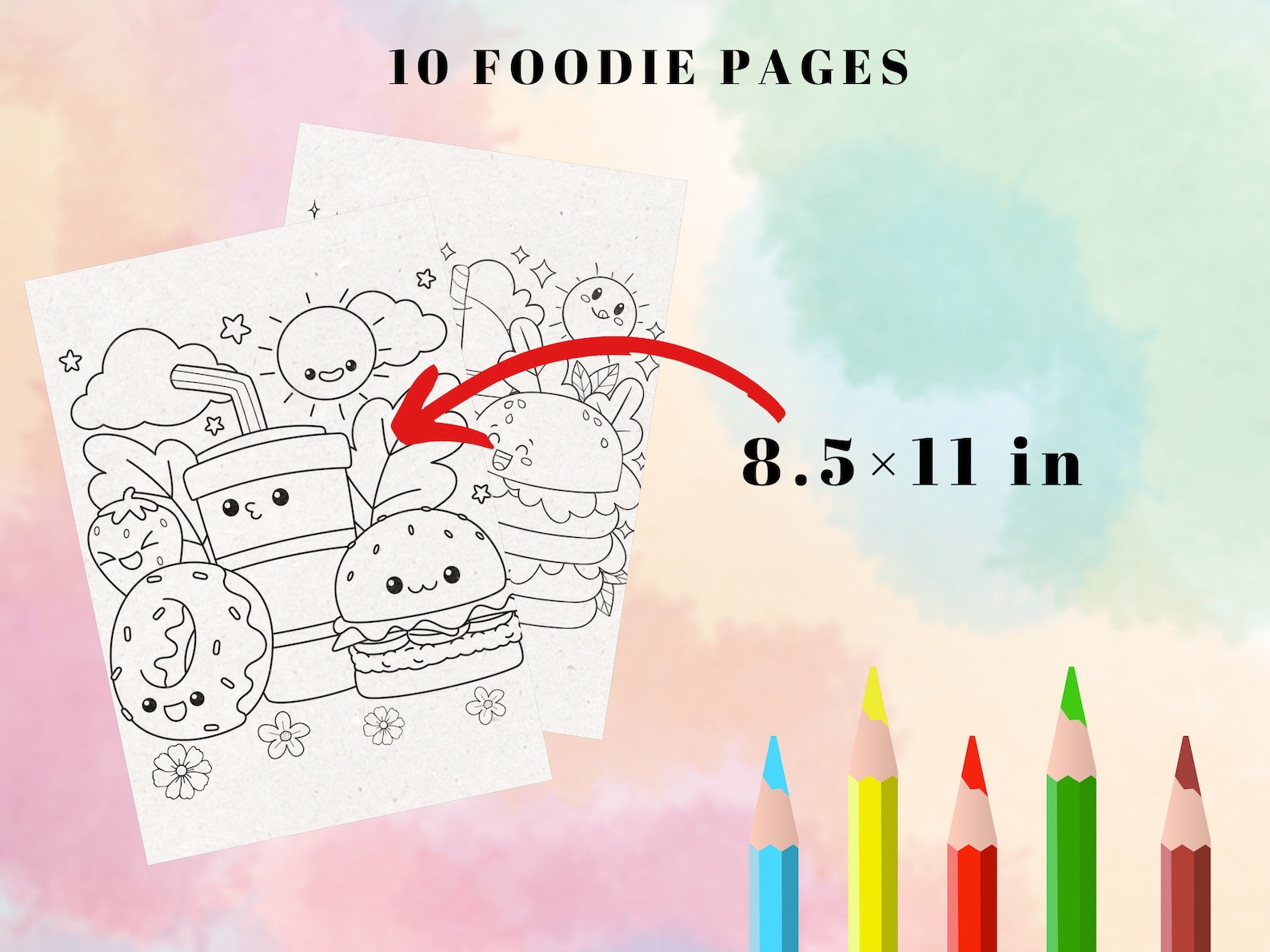 10 Printable Food Coloring Pages for Kids Digital Download Fun and ...