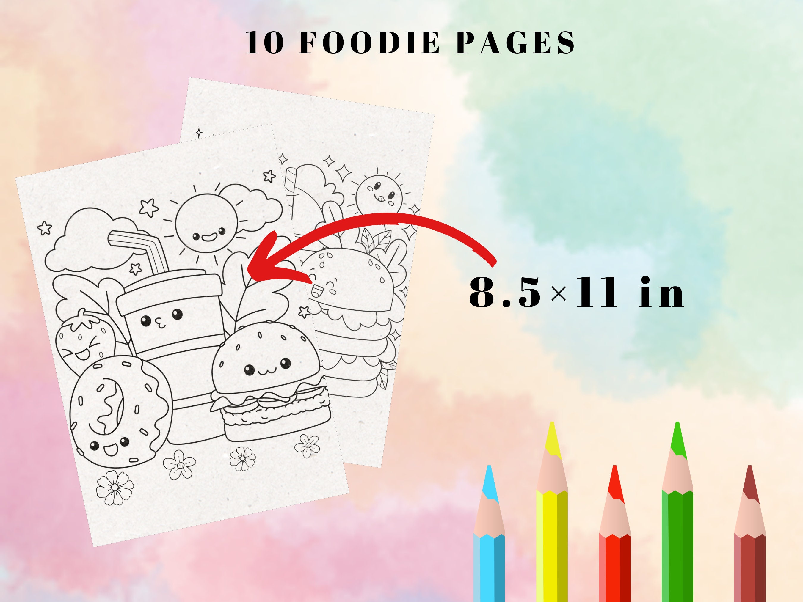 10 Printable Food Coloring Pages for Kids Digital Download Fun and ...