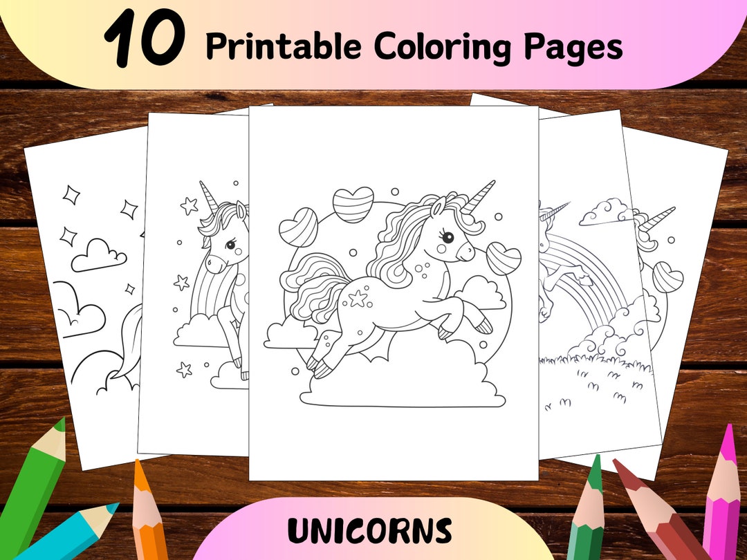 Unicorn Coloring Pages for Kids Digital Download Fun and Educational ...