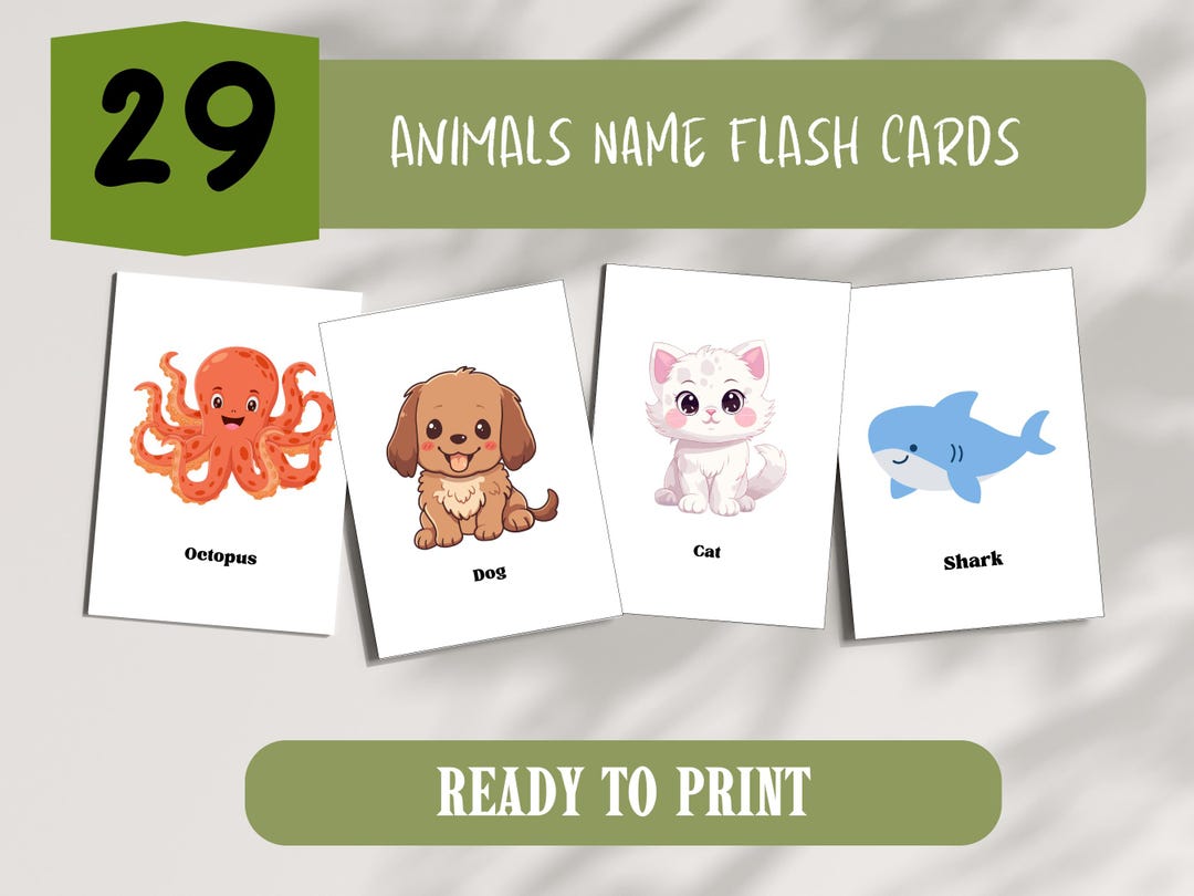 Cute Animal-themed Flash Cards for Kids Educational Digital Cards With Free Cover Fun Learning ...