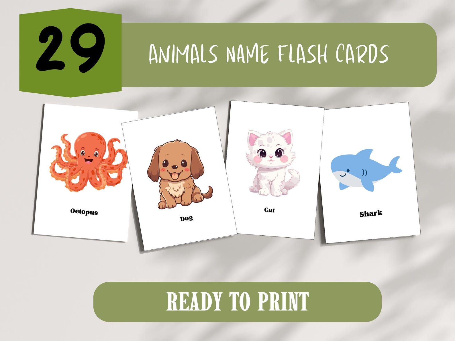 Cute Animal-themed Flash Cards for Kids Educational Digital Cards With ...