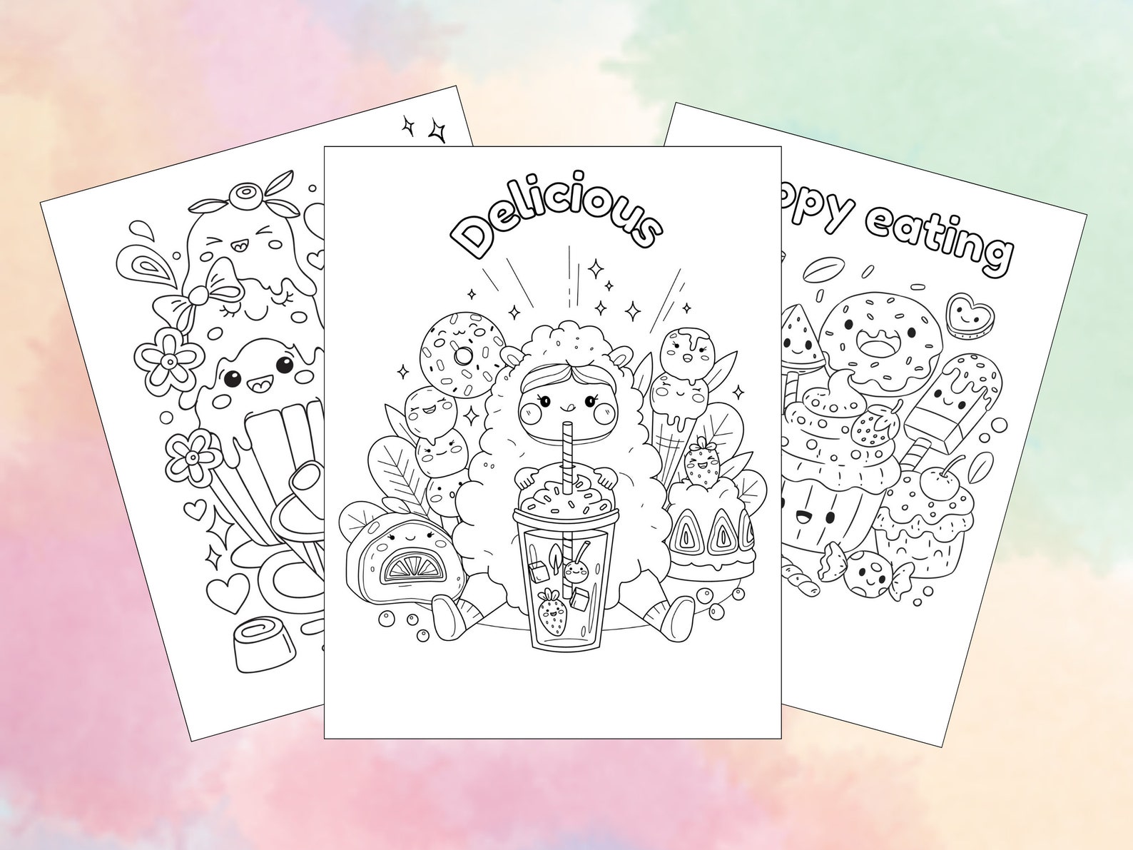 10 Printable Food Coloring Pages for Kids Digital Download Fun and ...