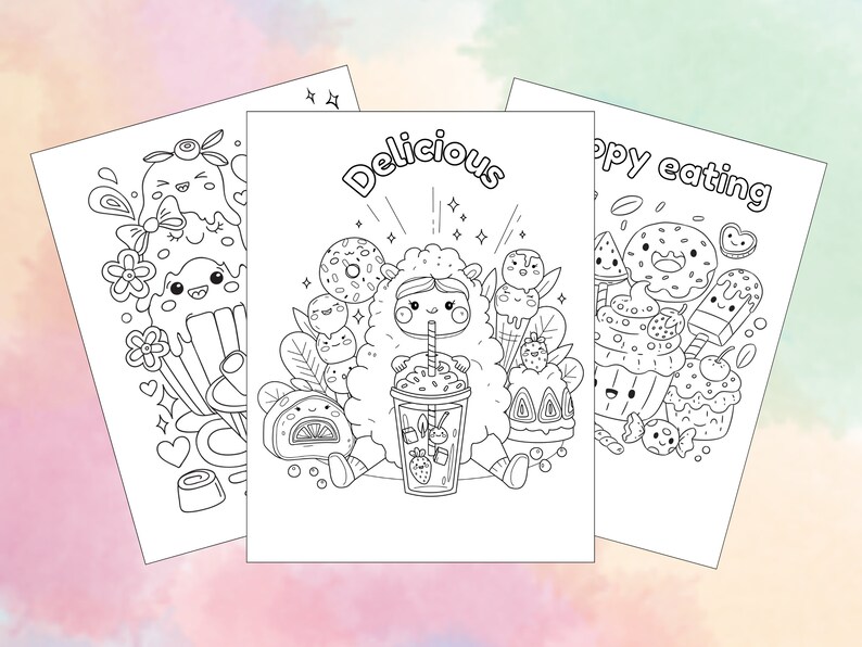 10 Printable Food Coloring Pages for Kids Digital Download Fun and ...