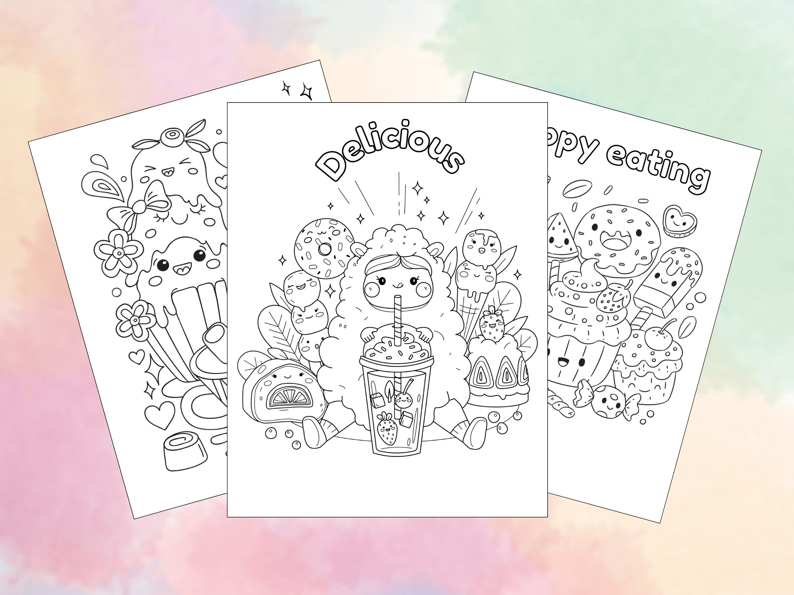 10 Printable Food Coloring Pages for Kids Digital Download Fun and ...