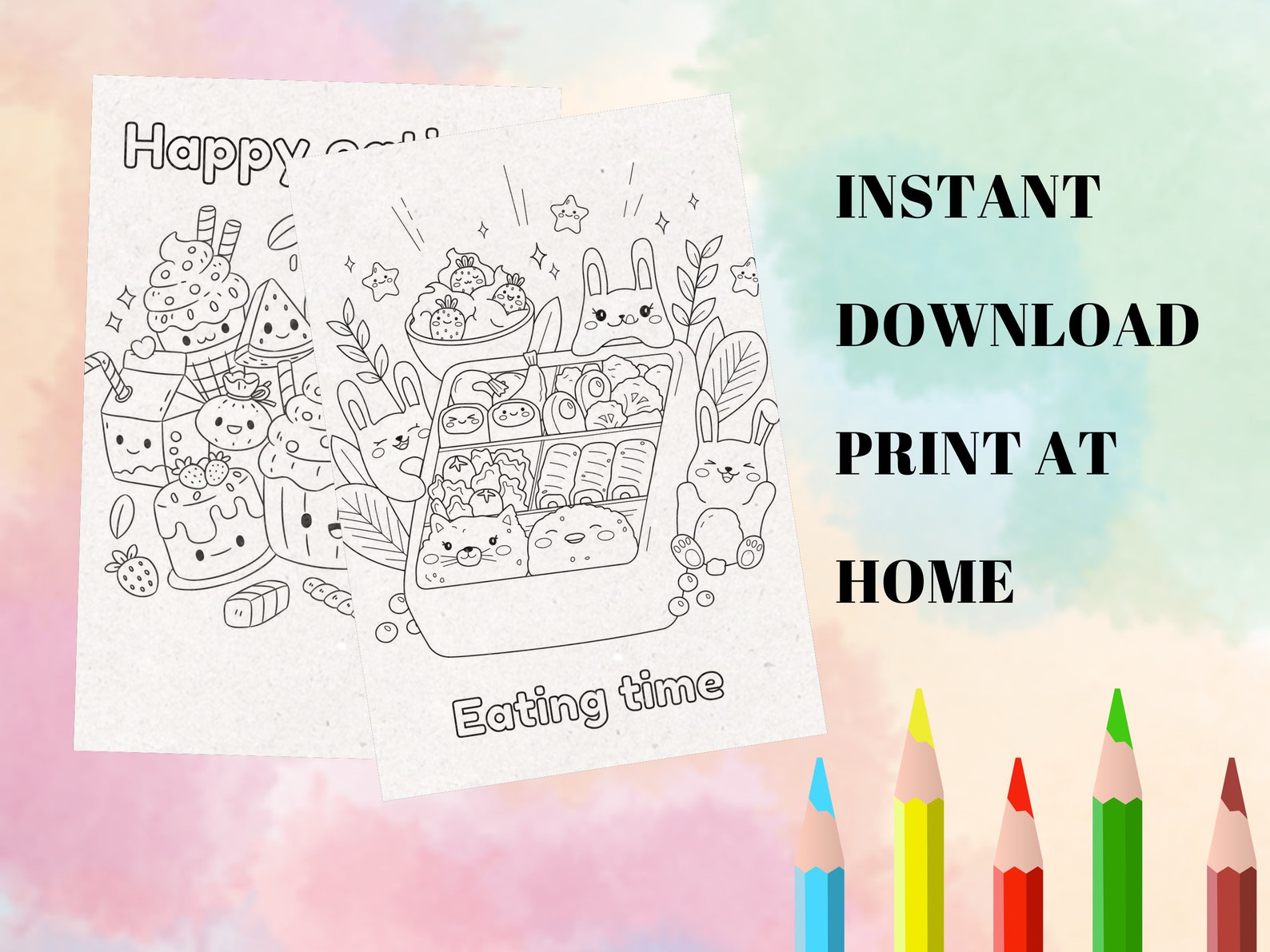 10 Printable Food Coloring Pages for Kids Digital Download Fun and ...
