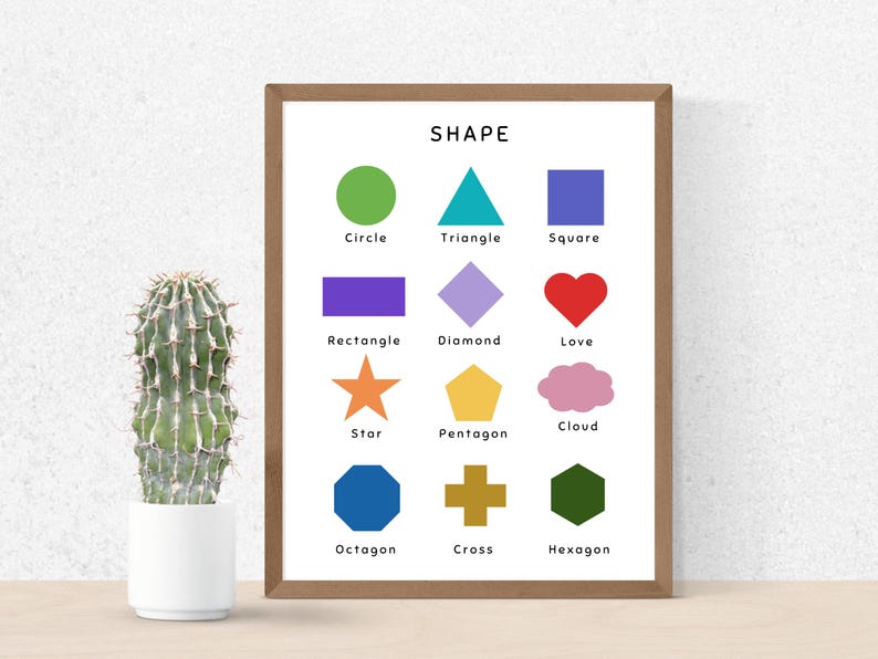 Printable Shapes Educational Wall Art Digital Download for Nursery ...