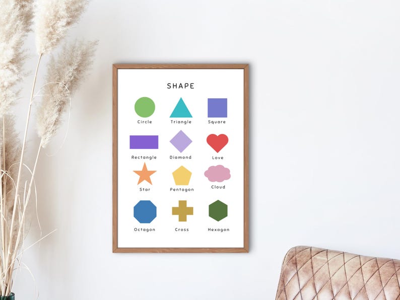 Printable Shapes Educational Wall Art Digital Download for Nursery ...