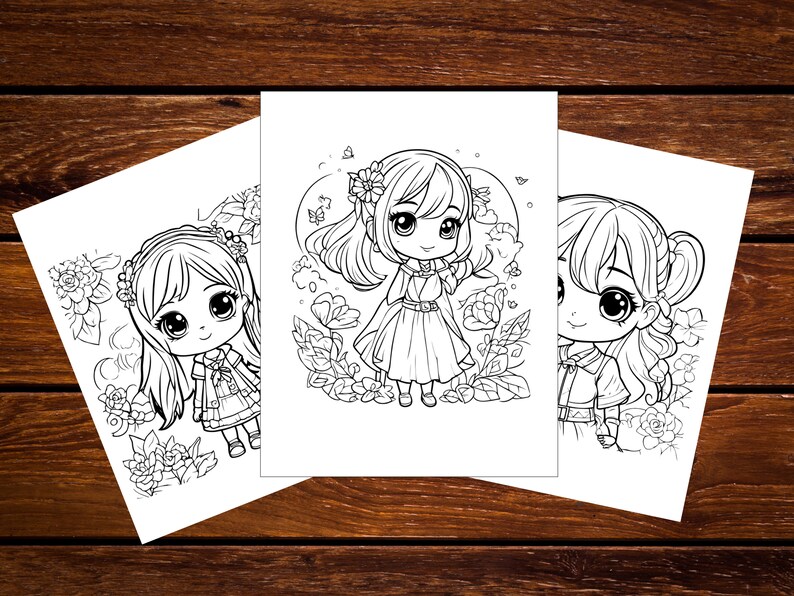 Cute Girls Coloring Pages for Kids Digital Download Fun and Educational ...