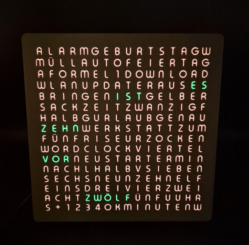 LED - Word Uhr Standuhr "WordClock" 2.0 mit Anbindung an WLAN, Termine ...