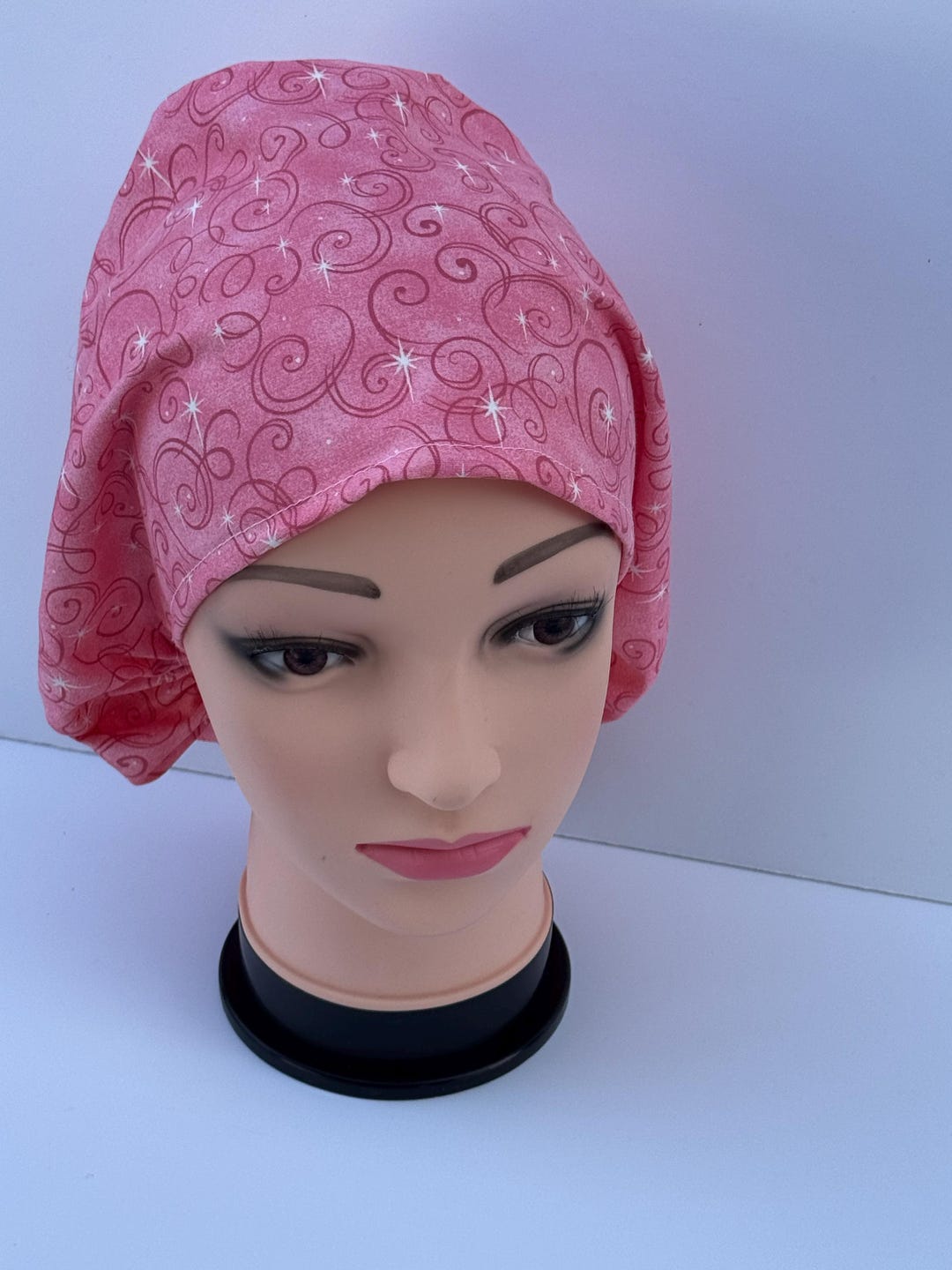 Pink Sparkle Swirl Scrub Cap, Handmade Cotton Pixie Hat - Etsy