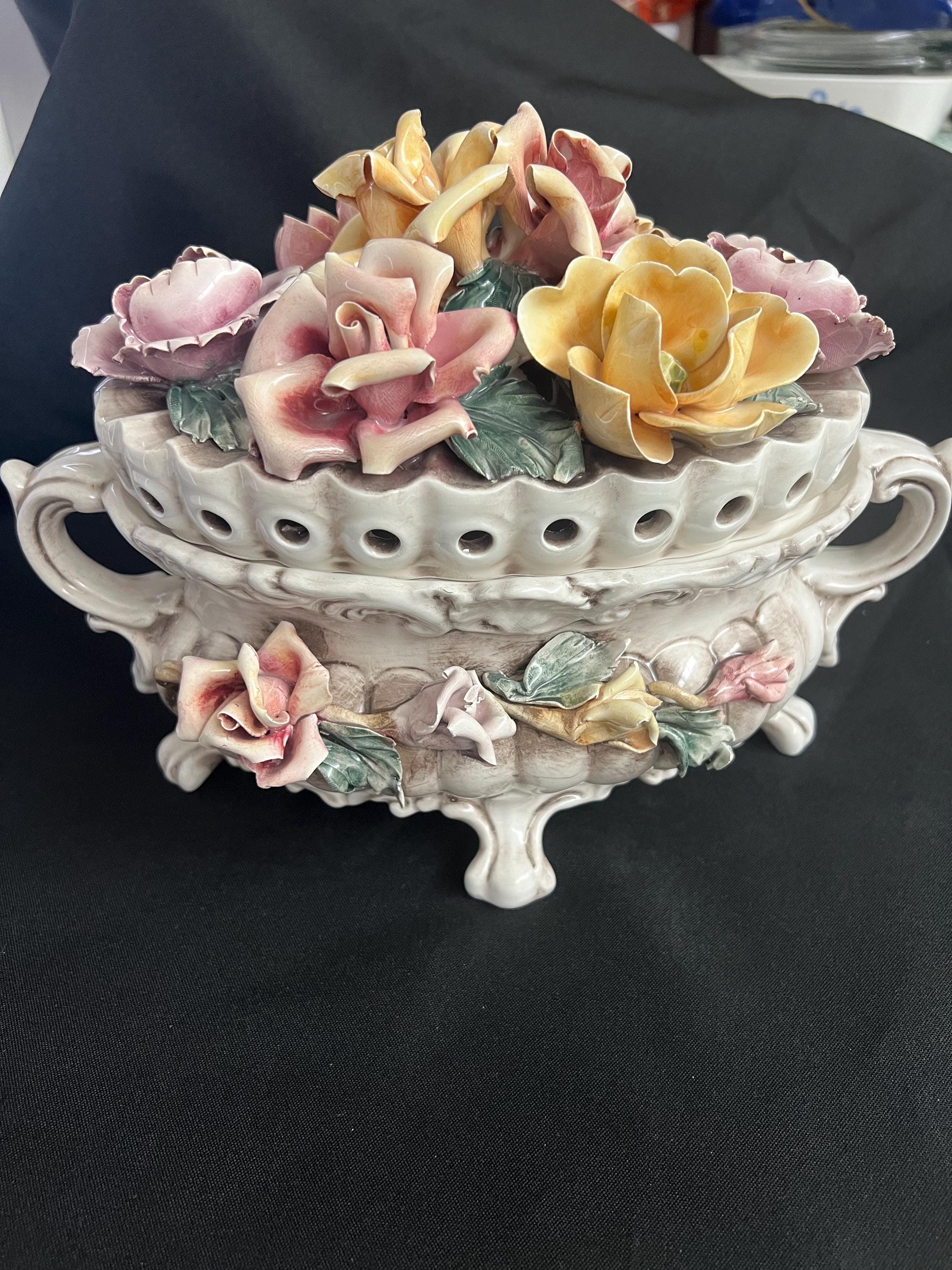 Old Italian Capodimonte Soup Tureen, Double Handled and Footed - Etsy