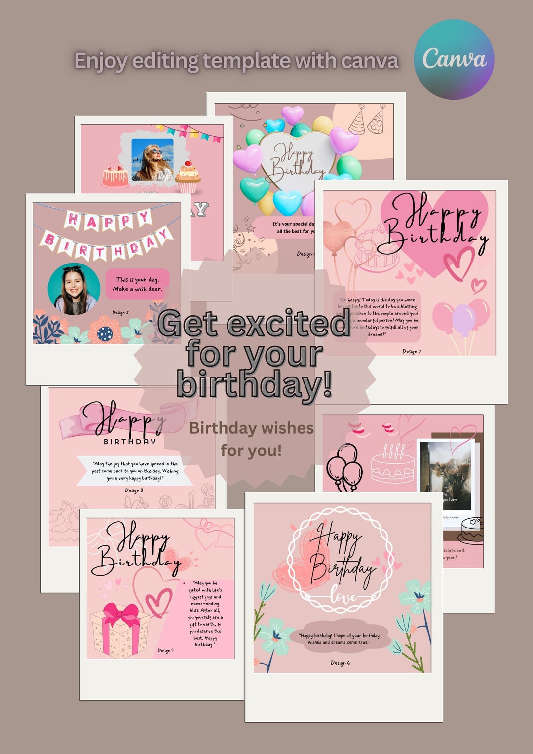 Virtual Birthday Card Can Edit in Canva - Etsy