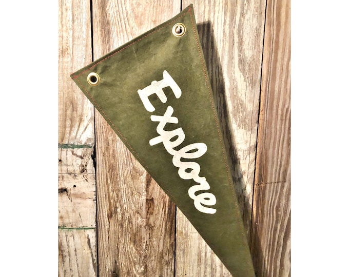 EXPLORE Canvas Pennant - SCRIPT Lettering - Etsy