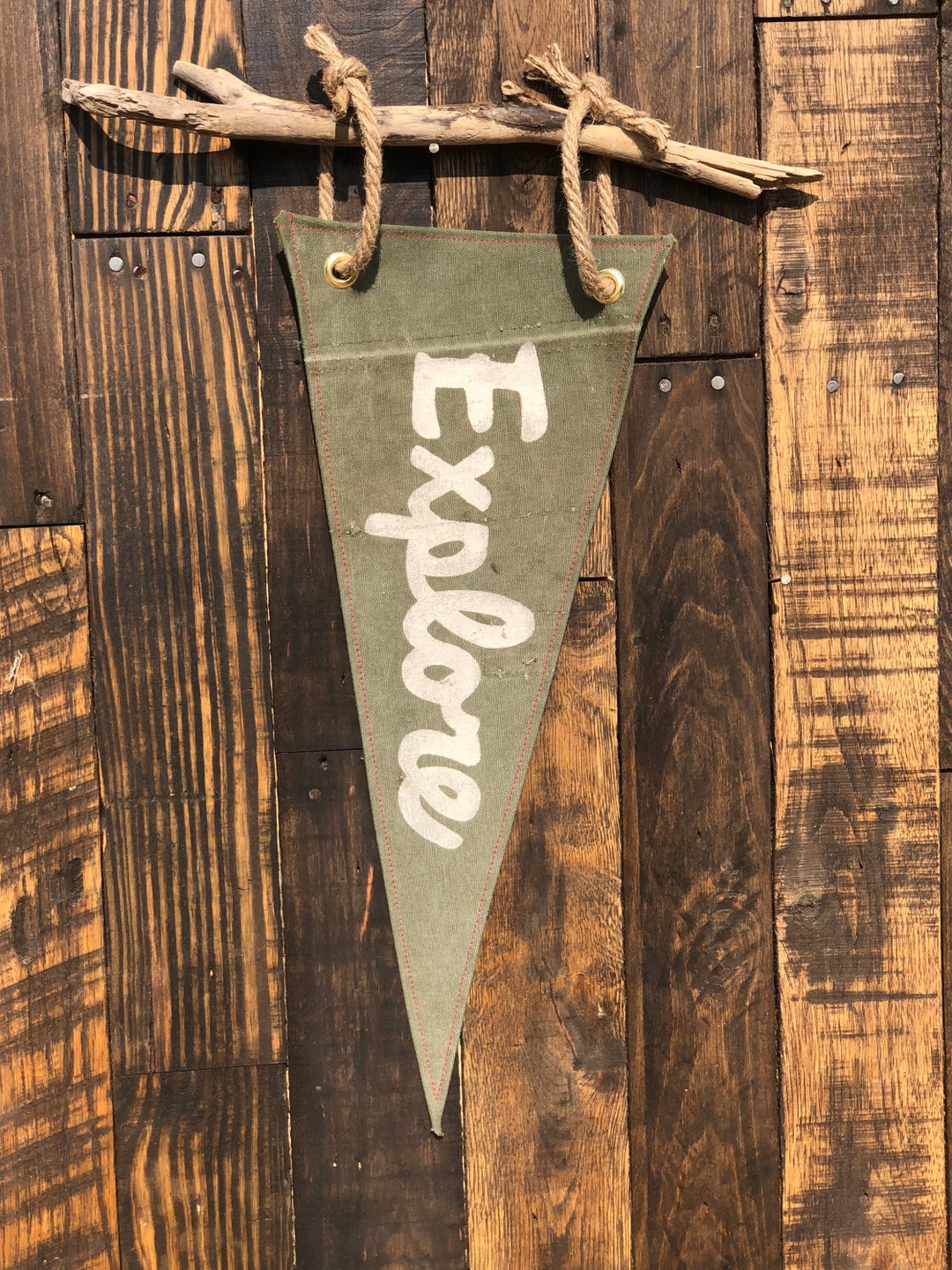 EXPLORE Canvas Pennant SCRIPT Lettering - Etsy