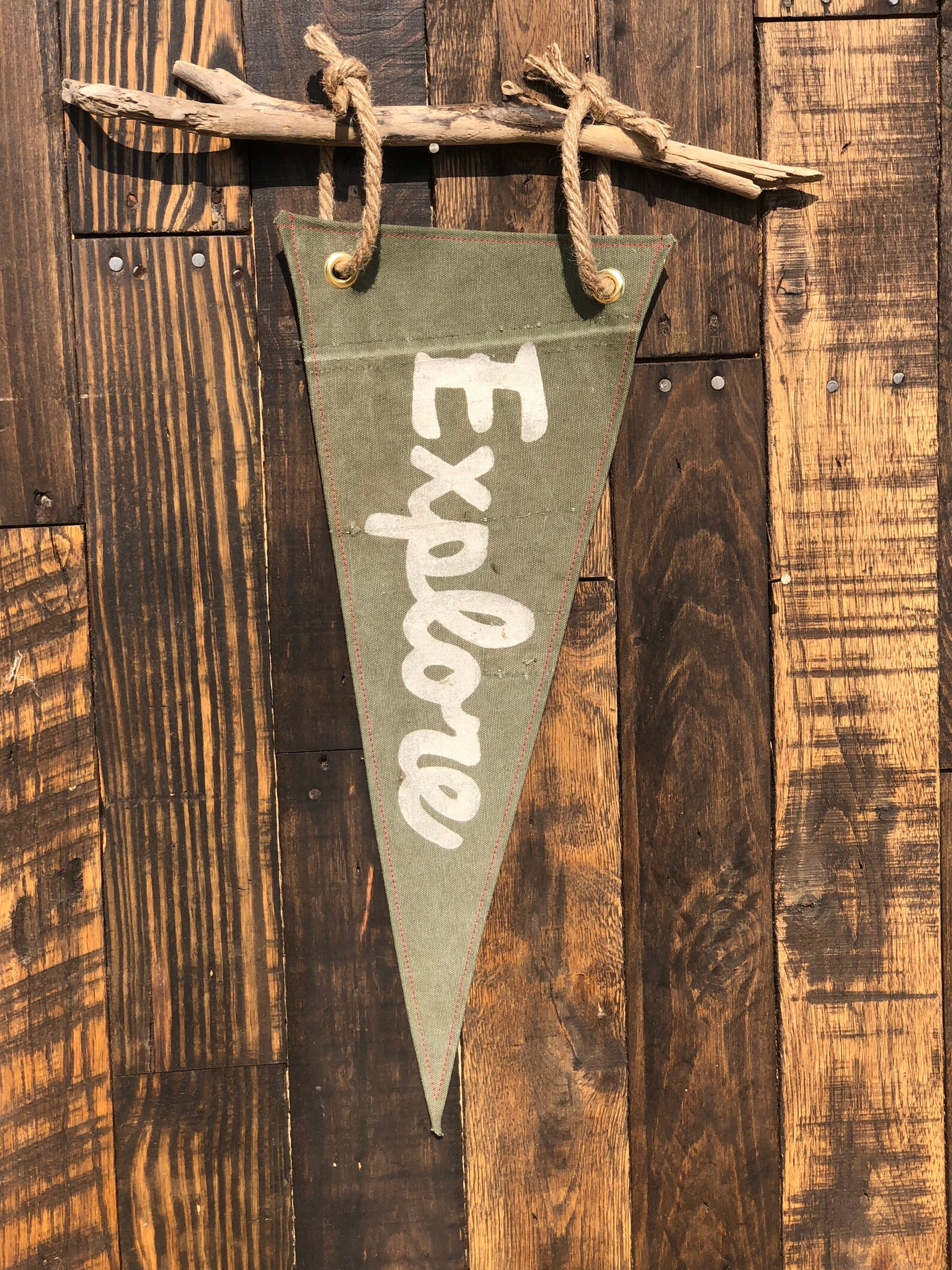 EXPLORE Canvas Pennant SCRIPT Lettering - Etsy