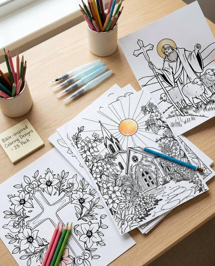 Christian Coloring Pages for Adults | 25 Bible Verse Sheets (PDF ...