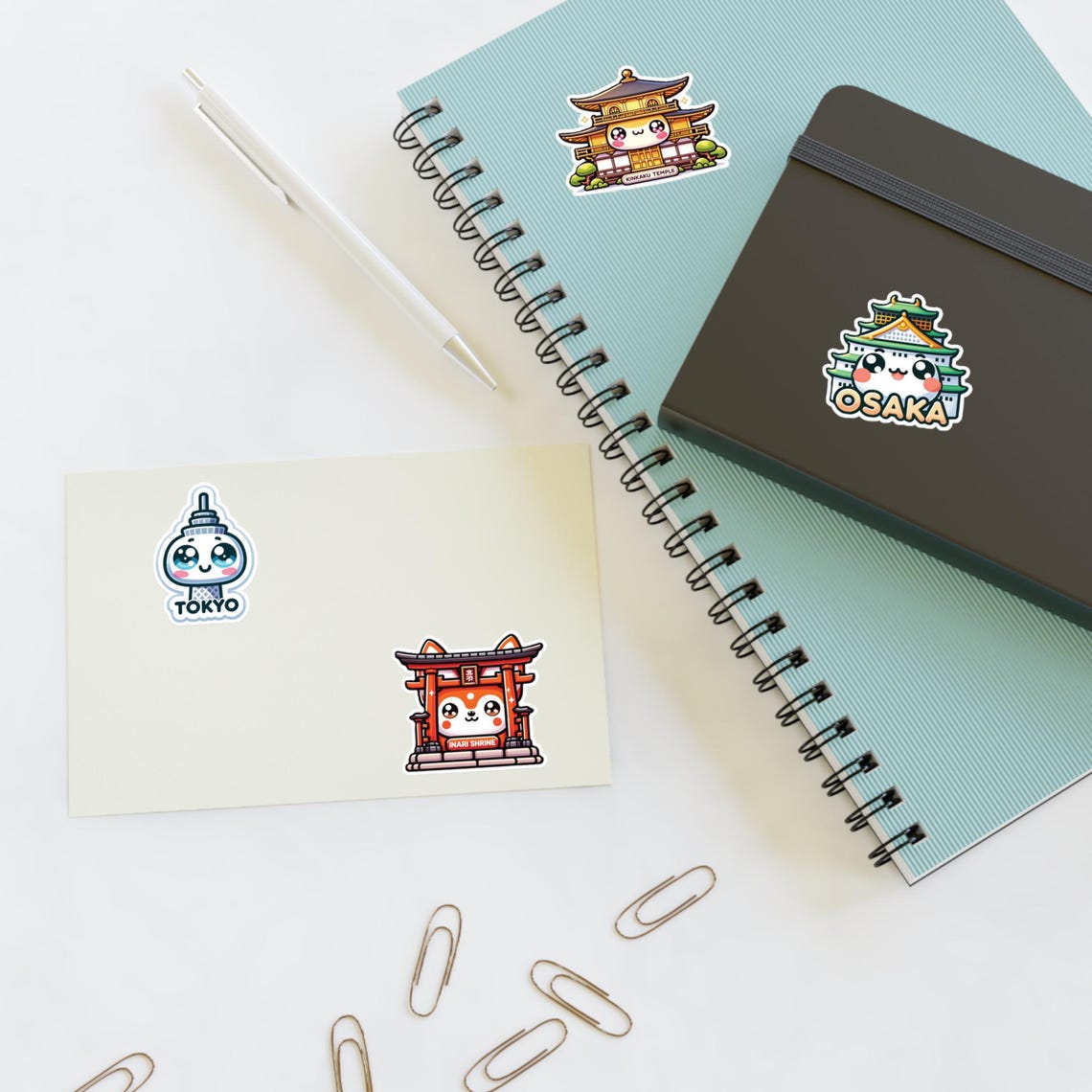 Kawaii Japan Locations Sticker Sheets- Osaka, Tokyo, Kinkakuji Temple ...