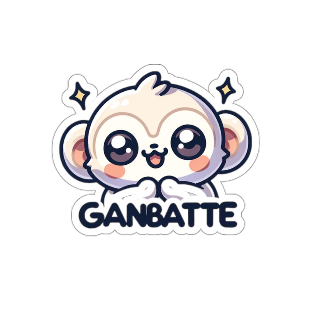 Kawaii Monkey "ganbatte" , Japan Inspired Kiss-cut Stickers - Etsy
