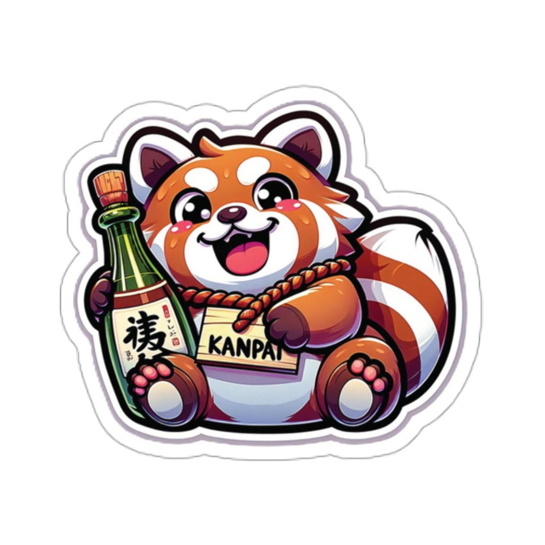 Kawaii "kanpai" Tanuki, Japan Inspired Kiss-cut Stickers - Etsy