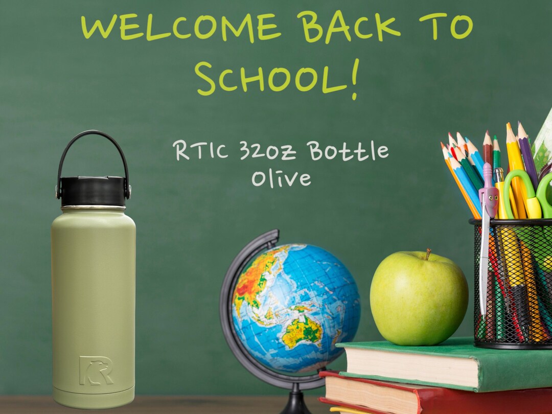 Back to School Personalized Laser Engraved RTIC 32oz Bottle Olive - Etsy