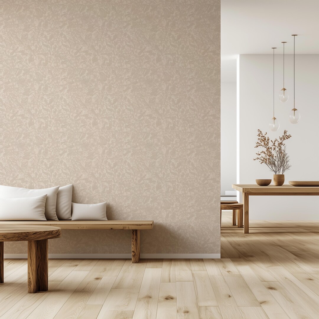 Textured Crustacean Shell Wallpaper: Muted Beige Coastal Beach House ...