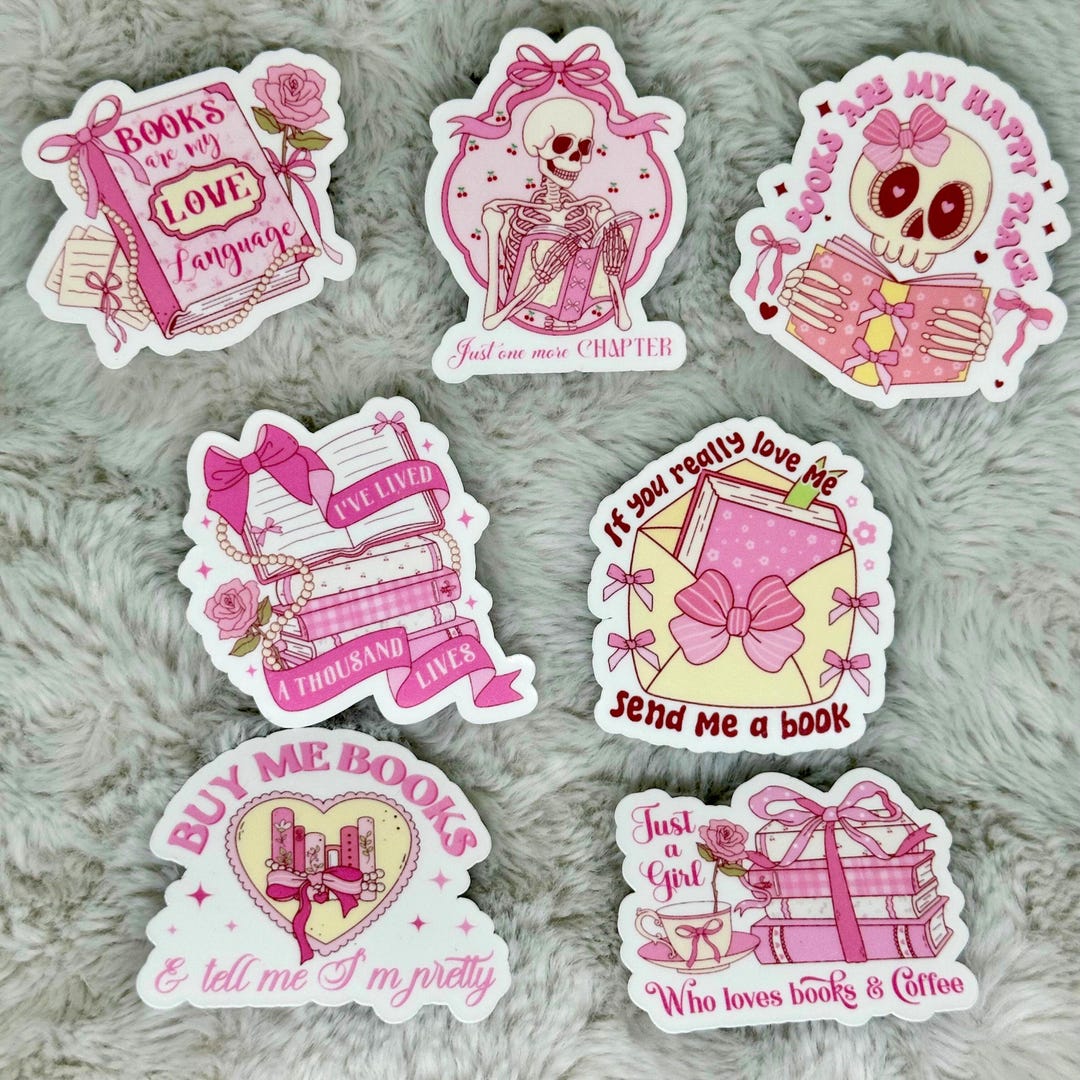 7pc Sticker Pack Retro Groovy Stickers - Coquette Bookish Book Lover ...