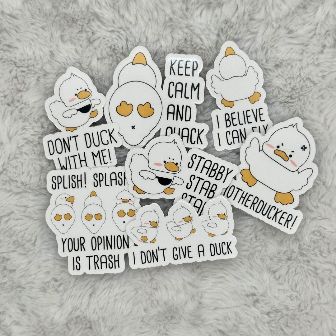 7pc Sticker Pack Retro Groovy Stickers - Funny Aggressive Duck Puns ...